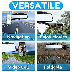 Vfoiop Rear View Mirror Phone Holder 360 Rotatable and Retractable Multifunctional Car Phone Mount Automobile Cradles for Car, Smartphones