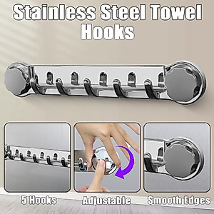 SEILETOO 2PCS Suction Cup Hooks for Shower, Waterproof No Drill Hook, Removable Reusable Stainless Steel Shower Hooks for Loofah, Kitchen, Glass Door, Window, Mirror, Smooth Tile