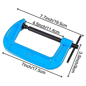 HAKZEON 6 Packs 4 Inch C-Clamps, Premium Metal C Clamps with Jaw Opening and Sliding Handle T-Bar for Easy And Quick Welding Woodworking for Construction Carpentry DIY Projects