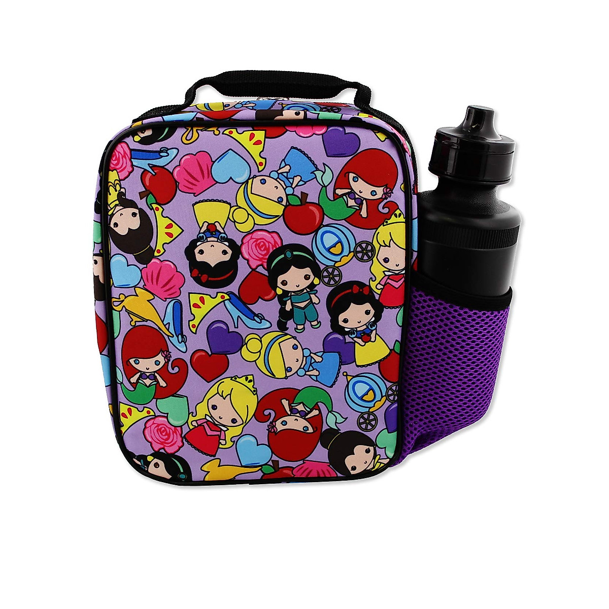 Disney Princess Emoji Girl's Soft Insulated School Lunch Box (One Size, Purple)