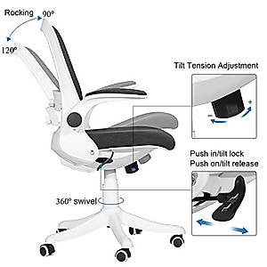 VECELO Black Desk Wheels/Armrests Modern Office Adjustable Home Computer Executive Chair Height Task/Work 360° Swivel 39" H