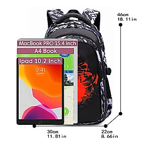 Asge Boys Backpack for Kids Camo Bookbag for Middle School Bags Travel Back Pack