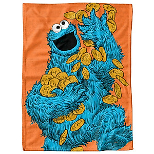 LOGOVISION Sesame Street Lightweight Baby Blanket, 30"X40", Cookie Monster Painted Unisex for Infants Girls & Boys