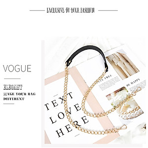 Maikaisen Wallet Chain Replacement for Shoulder Bags and Crossbody Bags, Microfiber Leather Combined with Durable Iron Chain, 51" Long Black (Black/Gold)