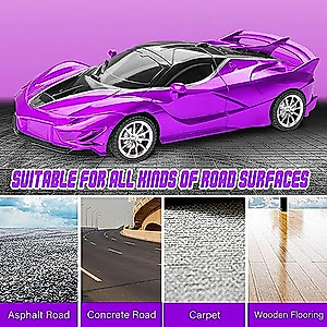 RC Cars-Remote Control Car for Girl, 2.4Ghz 1:18 Scale Electric Remote Toy Racing, with Led Lights Rechargeable High-Speed Hobby Toy Vehicle, RC Car Gifts for Age 3 4 5 6 7 8 9 Year Old Kids (Purple)