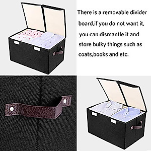 Larger Storage Cubes [4-Pack] Senbowe Linen Fabric Foldable Collapsible Storage Cube Bin Organizer Basket with Lid, Handles, Removable Divider For Home, Nursery, Closet - (16.5x 11.8 x 9.8”)