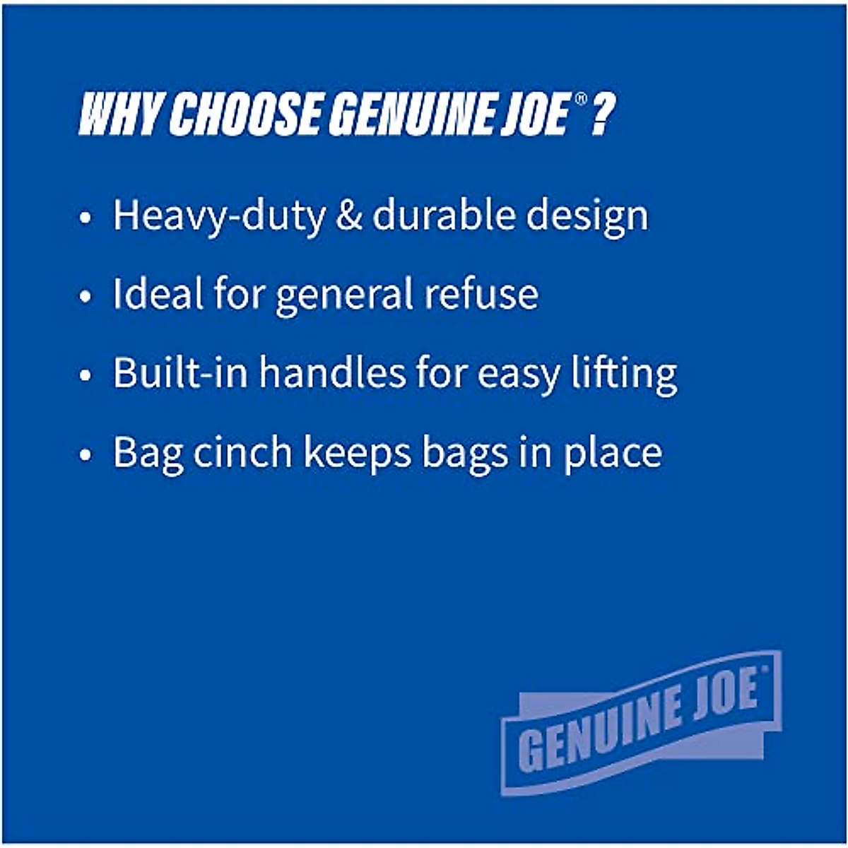 Genuine Joe GJO11581 Heavy-Duty Trash Container, 44 gal Capacity, 24" Height x 31.5" Width x 24" Depth, Gray