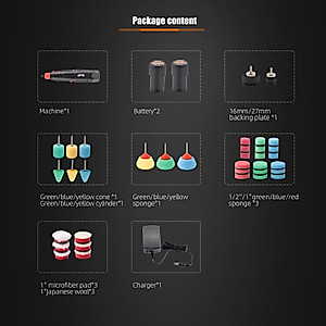 Cordless Rotary Tool, SPTA Cordless Mini Car Polisher, 36Pcs 12V Li-ion Battery IVT 5,000-25,000 RPM Small Buffer Polisher Polishing Foam Pad Set for Polishing Sanding