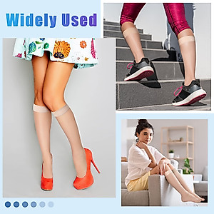Shellwei 3 Pairs Sheer Compression Socks 20-30 mmHg Sheer Compression Stockings Graduated Compression Socks 20-30 mmHg Knee High Compression Socks for Women Swelling Edema (Nude, Large)