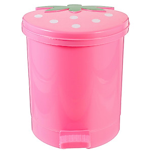 NUOBESTY Desktop Trash Can Desk Trash Can Pink Room Decor Small Fruit Trash Can Mini Recycle Bin Kawaii Decorative Flower Decorative Trash Can Pink Decor Office Plastic with Cover Trash Bin