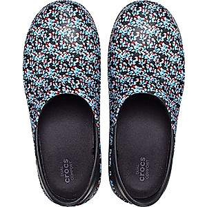 Crocs Women's Neria Pro II Clog, Slip Resistant Work Shoes, Black/Ice Blue, 9