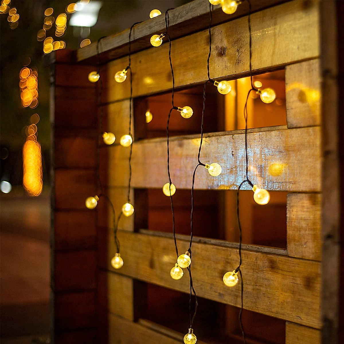 ITICdecor Solar String Lights Outdoor 20 LED Crystal Globe Light Outdoor Waterproof Decorations Solar Powered Patio Lights for Garden Parterre Terrace Decor (Warm White)