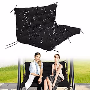 Boaisdus Porch Swing Cushions Outdoor Black 55 inch Waterproof Swing Cushions 3 Seater Replacement Thicken 4" Outdoor Swing Cushions with Ties for Outdoor Patio Garden Furniture Swing Cushions
