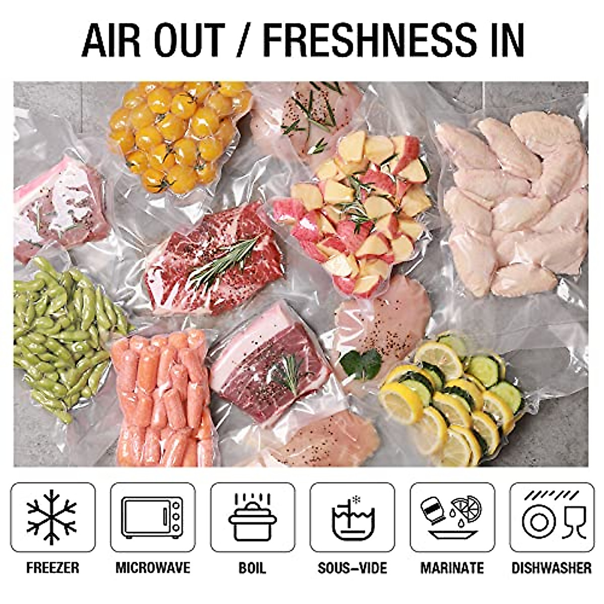 BOURGE CHEF Vacuum Sealer Smooth Flat Bags (11"x50') 2 Rolls, for Bourgechef & Magicseal Sealers, Nozzle Sealers, Chamber Sealers, BPA Free, Perfect for Home User or Restaurant