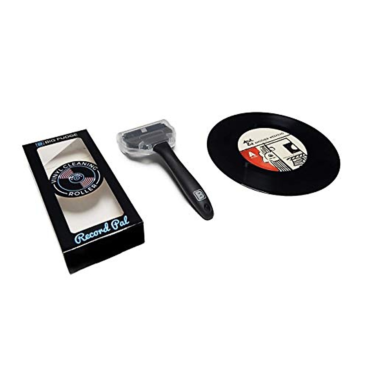 Big Fudge Record Pal, Vinyl Roller Cleaner. Black Vinyl Record Cleaner in Gift Pack. Silicone Lint Roller for LP Records, Anti-Static Record Duster.