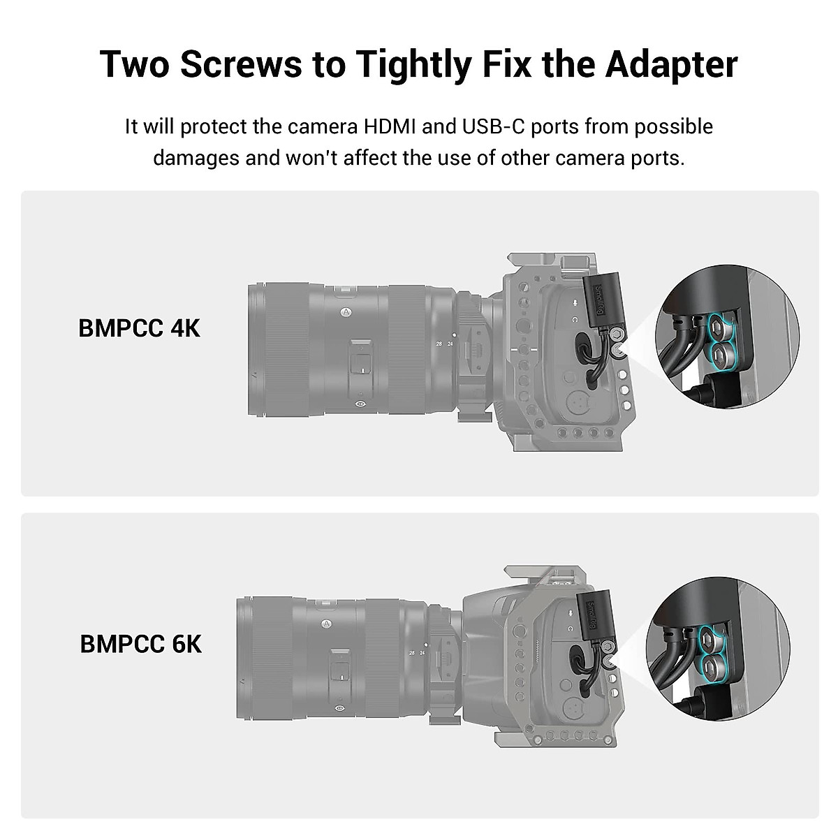 SMALLRIG USB/Type-C Data Cable Adapter for Blackmagic Pocket Cinema Camera for BMPCC 6K/4K Camera Cage - 2960