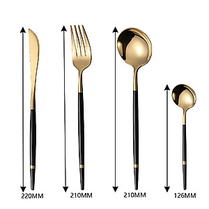 Aimilan 16 Piece Black Silverware Set For 4, 18 10 Stainless Steel Titanium-plated Flatware Set, Portugal Cutlery Set Includes Knife/Fork/Spoon Mirror Polished, Dishwasher Safe (16-Piece for 4)