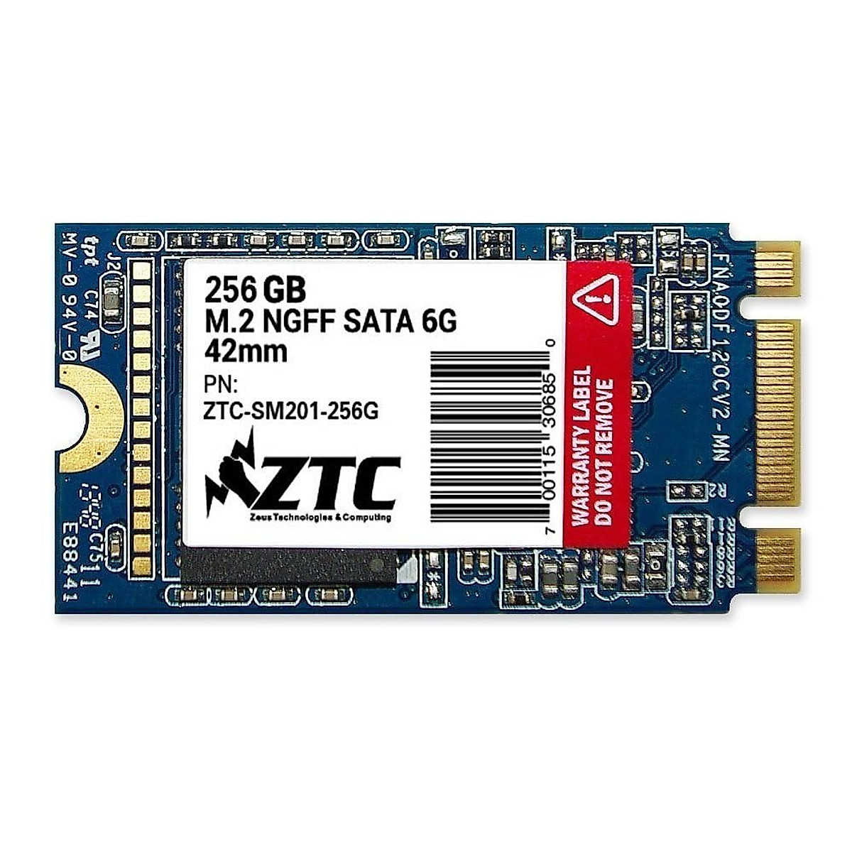 ZTC 512GB Armor 42mm M.2 NGFF 6G SSD Solid State Drive. Model ZTC-SM201-512G
