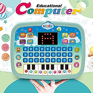Kids Tablet Toddler Learning Pad with LED Screen Teach Alphabet Numbers Word Music Math Early Development Interactive Electronic Toy for Boys & Girls 3 Years+