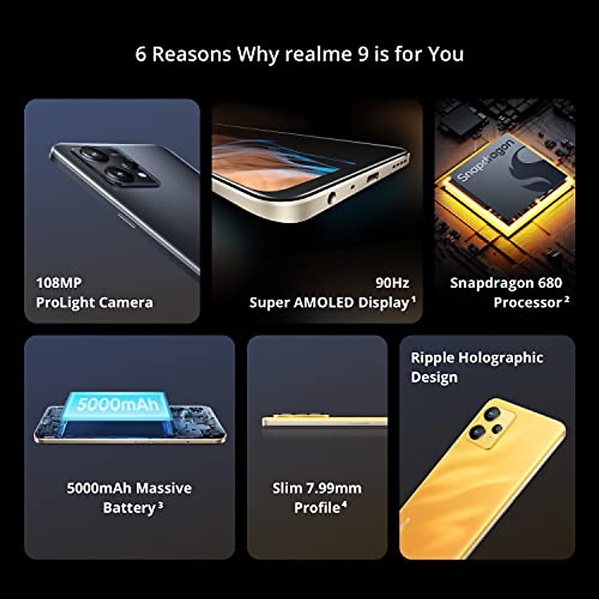 realme 9 (4G) Dual SIM 128GB ROM + 8GB RAM (GSM only | No CDMA) Factory Unlocked 4G/LTE Smartphone (Stargaze White) - International Version