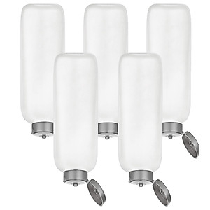 Grand Parfums Empty Lotion Bottles 8 Oz Squeeze with Flip Cap for Hand Gel, Shampoo Creams, Body Wash, Self-Tanner, Massage Lotion HDPE Tottle w/Silver Cap, 240ml (Pack of 5)