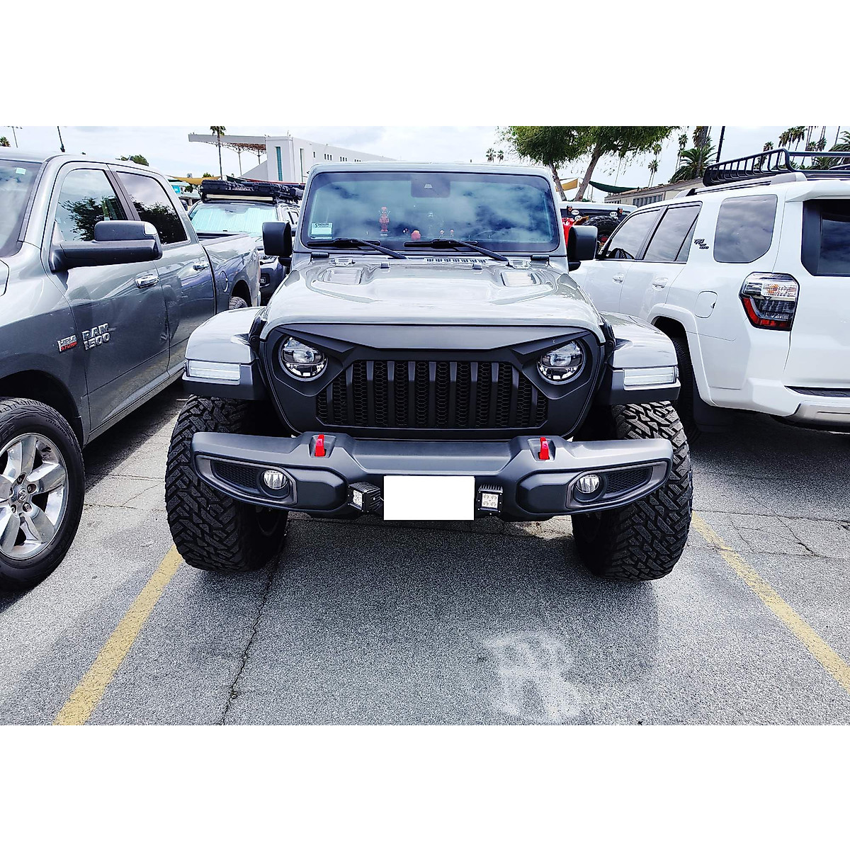 iJDMTOY Universal Fit License Plate Frame Mount 3-Inch LED Pod Fog Driving Light Kit, Include (2) 2x2 24W LED Cubic, Mounting Brackets & Relay Wiring Kit