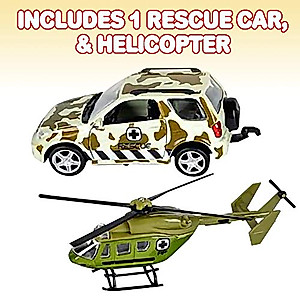 ArtCreativity SUV Toy Car with Trailer and Helicopter Playset for Kids, Interactive Northern Trek Play Set with Detachable Helicopter & Opening Doors on 4 x 4 Car, Best Birthday Gift for Boys & Girls