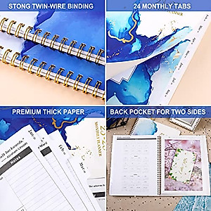 Monthly Planner/Calendar 2023-2025 - Jul. 2023-Jun. 2025, 2023-2025 Monthly Planner, 9" × 11", 2 Year Monthly Planner with Monthly Tabs + Pockets + Thick Paper + Twin-Wire Binding - Waterink