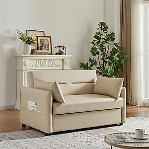 Angola AFLHYJK Khaki Fabric Leisure Convertible Two-seat Sofa Bed