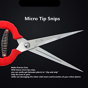Extra Long Garden Scissors Gardening Tools Micro-Tip Pruning Shears, Non-Stick Precision-ground Blades, 9.6” Sharp Plant Fruit Trees Bonsai Sharp Garden Scissors