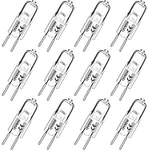 haraqi 12 Pack GY6.35 Halogen Bulbs Bi-Pin 12 Volt 50 Watt, Replacement T4 Tubular JCD Type Bulbs for Ceiling Lights,Table Light,Cabinet Lights