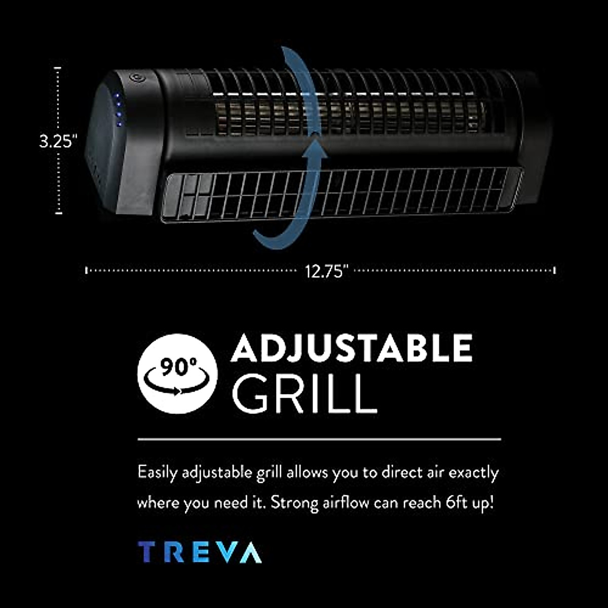 Treva Body Breeze Fan Rechargeable Personal Fan with Wide Cooling Reach, Multi Speed Adjustable and Portable