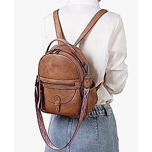 FADEON Mini Backpack Purse for Women, Designer Leather Cute Roomly Small Backpacks, Ladies Shoulder Backpack Fashion Handbag