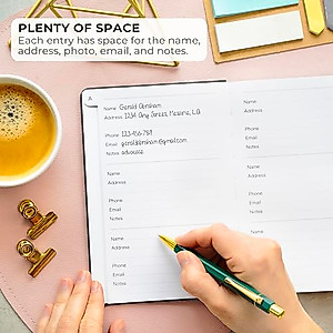 Clever Fox Address Book with alphabetic tabs - PU Leather Telephone and Address Book for Keeping Contacts Safe, Contact Organizer Journal, Medium Size (5.3″ x 7.7″) Hardcover, Black