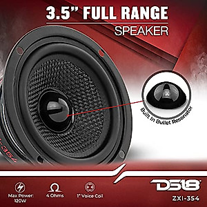 DS18 ZXI-354 3.5" Full Range Car Audio Speaker Upgrade with Kevlar Cone 120 Watts 4 Ohm Horn Woofer - Pair of 3.5 Speakers (2 Speakers)