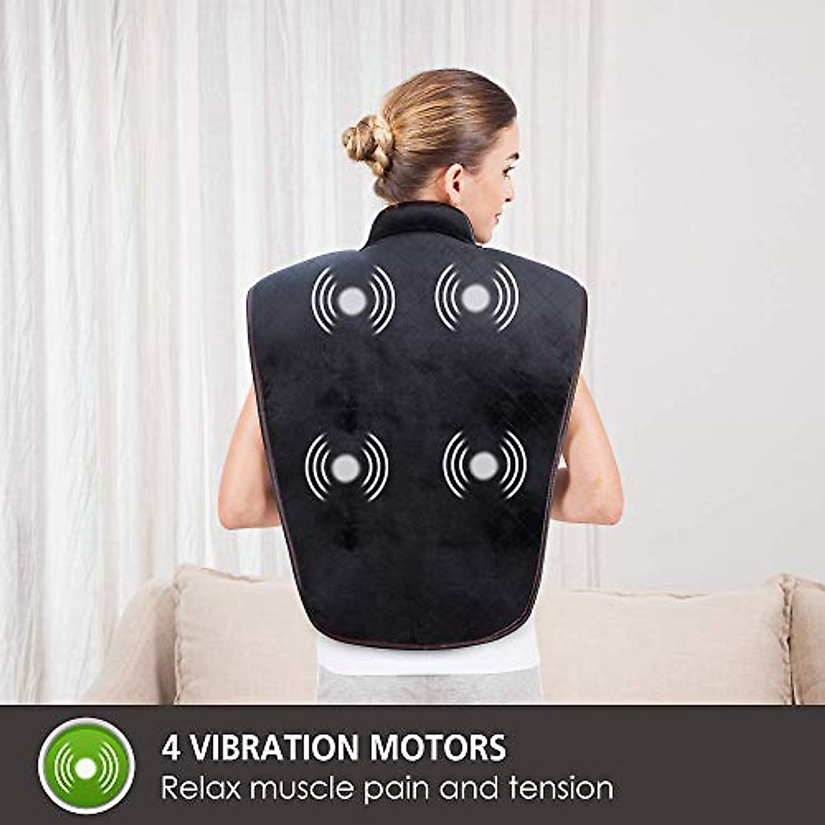 Snailax Heating Pad for Neck and Shoulders,Large Heating Pads for Back Pain Relief, Electric Back Heated Wrap,Fast Heat Pad with Massager & 5 Massage Mode, Auto Shut Off,Gifts for Women,Men