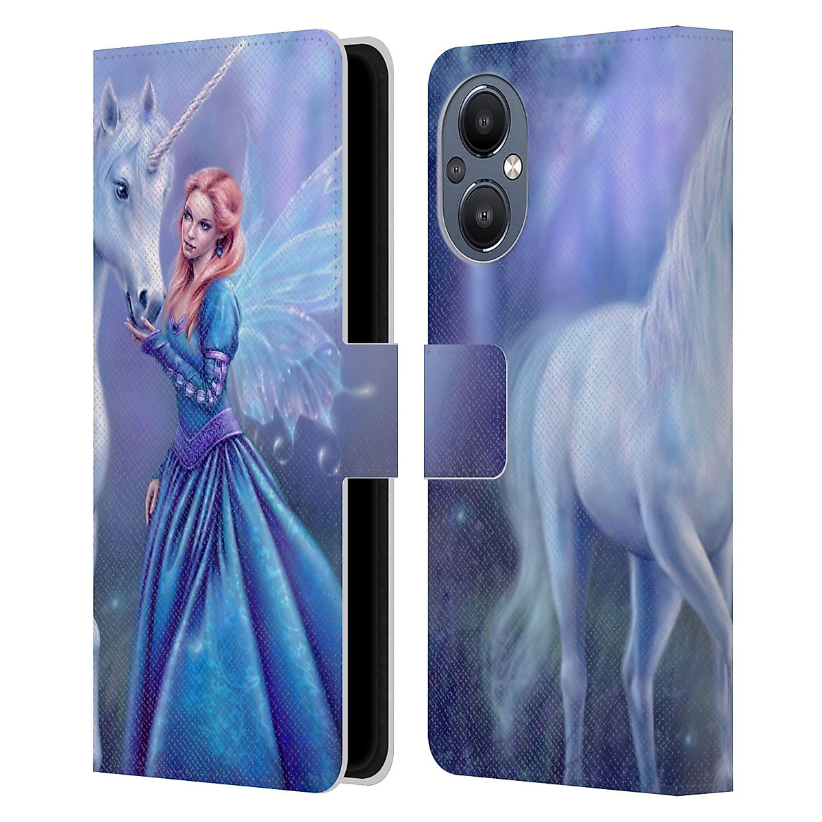 Head Case Designs Officially Licensed Rachel Anderson Purple Unicorn and Forest Fairy Art Leather Book Wallet Case Cover Compatible with OnePlus Nord N20 5G