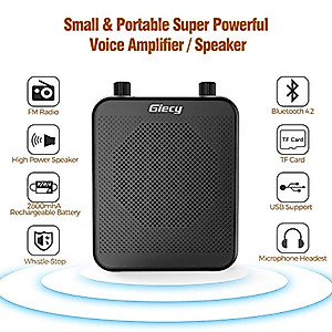Portable Voice Amplifier, Giecy 30W 2800mAh Bluetooth Rechargeable Personal Voice Amplifier with Microphone Headset, PA System Speaker for Multiple Locations Classroom, Meetings and Outdoors