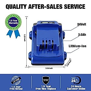 DSANKE 24V 3000mAh Lithium-ion Battery for Kobalt 24V Max KB624-03 KB524-03 KB424-03 KB224-03 KB124-03 0673802 1051230 Lithium Ion Cordless Tools Battery【NOT Fit Snow Joe &Sun Joe 24V Tools】