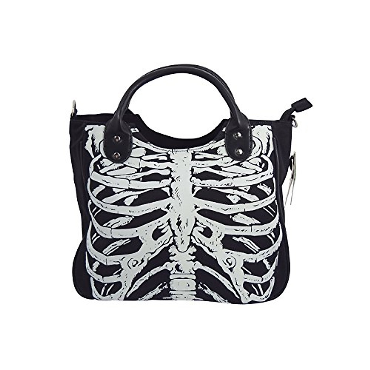 Lost Queen Goth Ribcage Skeleton Glow in the Dark Shoulder Bag