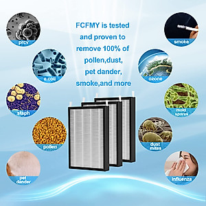 FCFMY 3 Packs HEPA/Carbon Combo Replacement Filters for NuWave Large Area OxyPure Air Cleaner Purifier 47001, 47002, 47003, and 47004