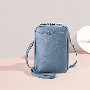 Crossbody Cell Phone Purses for Women Luxury Genuine Leather Small Crossbody Bags Wallet Purses with Adjustable Strap RFID Blocking Cellphone Case Wallet Bag