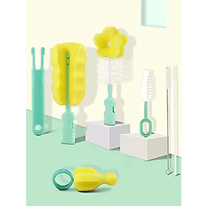 6 Pack Baby Feeding Bottle Brush and Nipple Cleaner with Hook Kids Water Bottle Brush Set Long Handle Narrow Neck Glass Bottle Kitchen Washing Straw Cleaning Brush (6 Pack * 2)