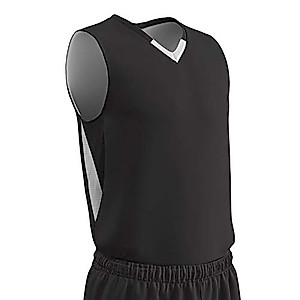 Champro Pivot Polyester Reversible Basketball Jersey, Youth Medium, Black, White