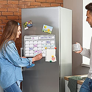 Amazon Basics Magnetic Dry Erase Whiteboard Calendar, 12" x 17", Includes 4 markers and eraser