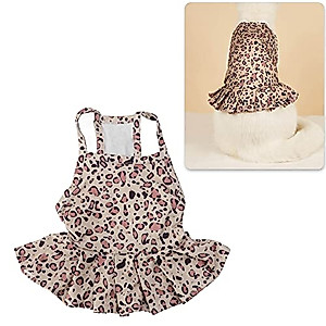 Pet Suspender Dress, Dog Dress Printed Sleeveless Clothes Puppy Vest Summer Leopard Print Dresses for Small Medium Dogs Cat Costume L