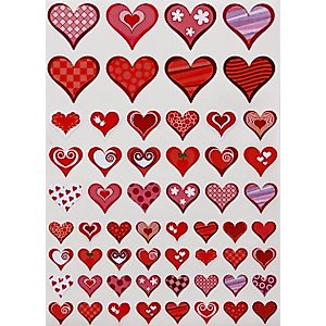 Royal Green Red and Pink Hearts Stickers - 290 Pack - Decorative Heart Shaped Label for Arts, Favors and Crafts in Colors for Valentine’s Day