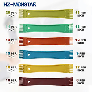HZ-MONSTAR 2Pcs Air Conditioner Condenser Fin Comb Set, FCR6 Ring Fin Comb and Air Conditioner Condenser Brush, Condenser Fin Comb Brush Repair Tool, Straighten Evaporator Condenser for Condenser Coil