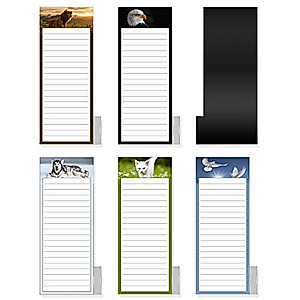 Notepad with Pen Holder, 5 Pack Full Magnetic Back Large Notepads for Grocery List, Shopping List, To-Do List, Reminders, Recipes, Memo Notepad with Animal Designs | 100 gsm Thick Paper 50 Sheets