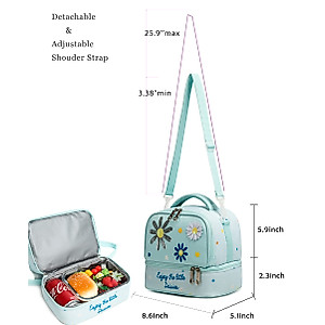 MOHCO Kids Lunch Bag Insulated Bento Cooler Bag Two compartments Cooler for Boys and Girls with Adjustable Strap Travel Lunch Tote